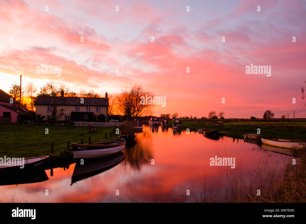 The canal at West Somerton leading toward Martham Broad. The Norfolk ...