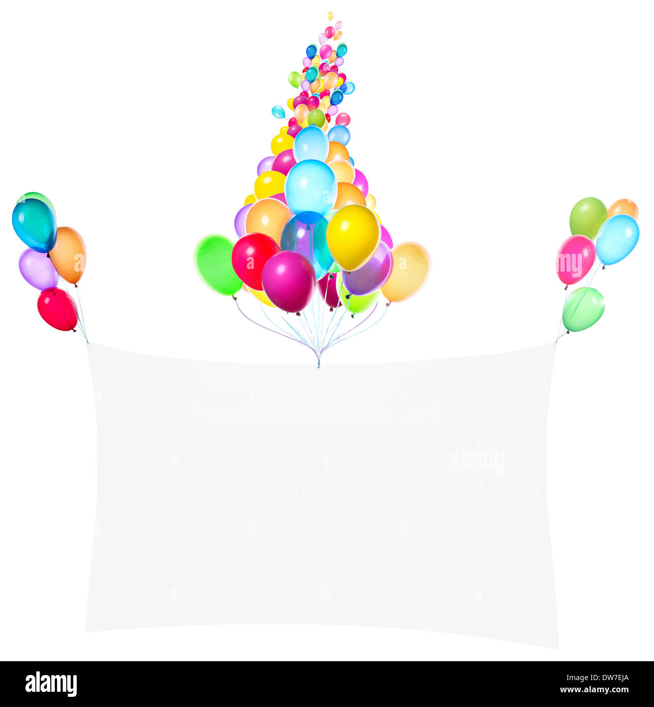Holiday banners with colorful balloons isolated on white Stock Photo ...