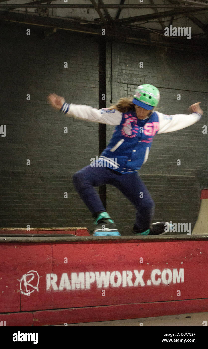 Rampworx Skatepark, Liverpool, UK. 1st March, 2014. Laced series ...