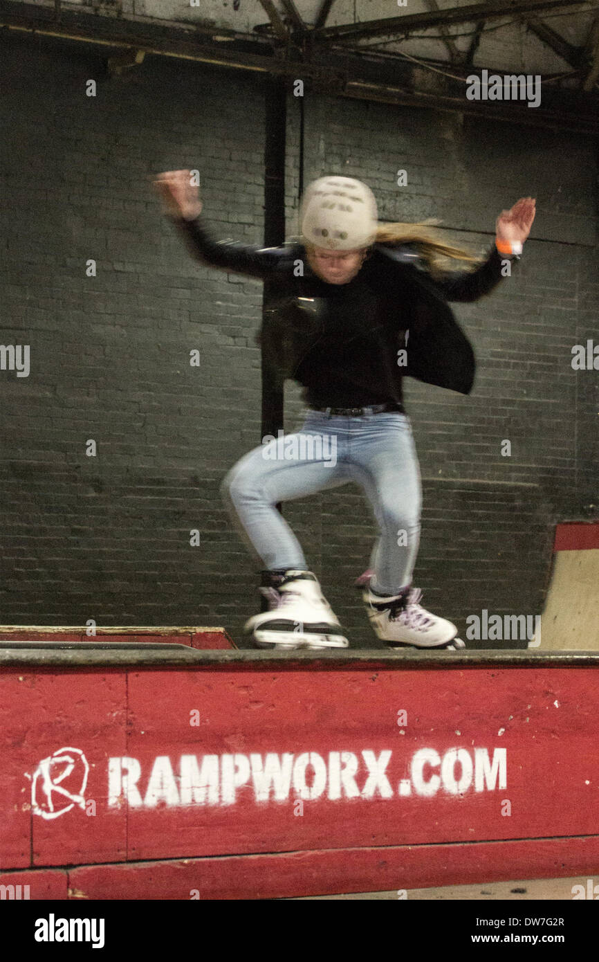 Rampworx Skatepark, Liverpool, UK. 1st March, 2014. Laced series ...
