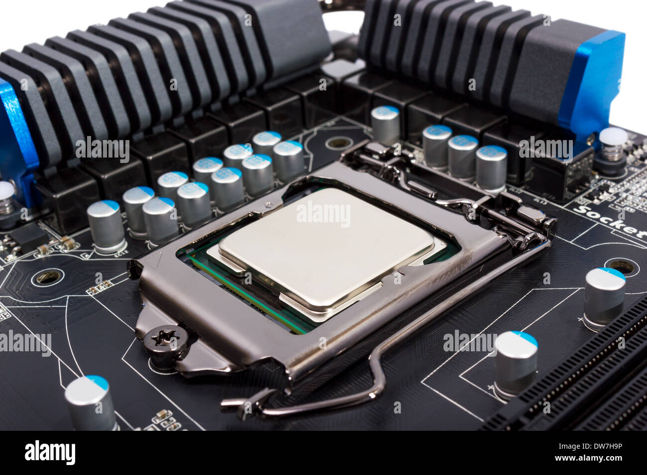 Multiphase power system modern processor with heatsink and the CPU ...