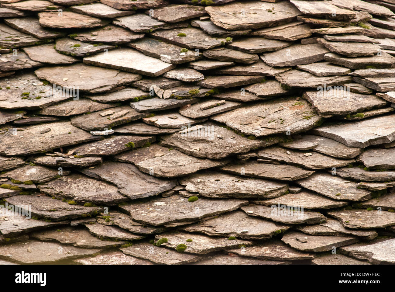 Stone tiles of slate-roof house Stock Photo - Alamy