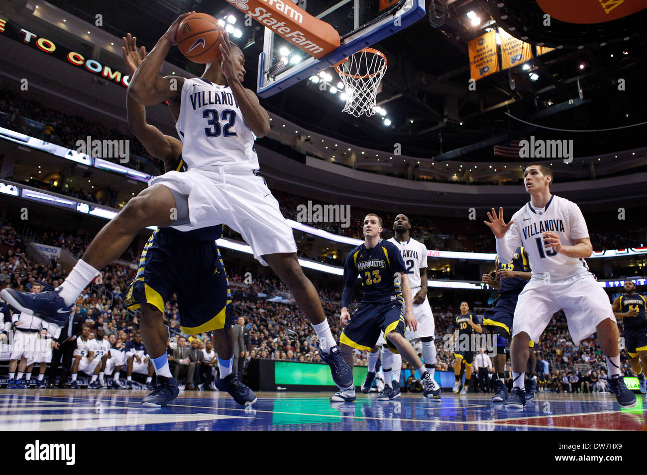 March 2, 2014: Villanova Wildcats guard James Bell (32) looks to pass ...