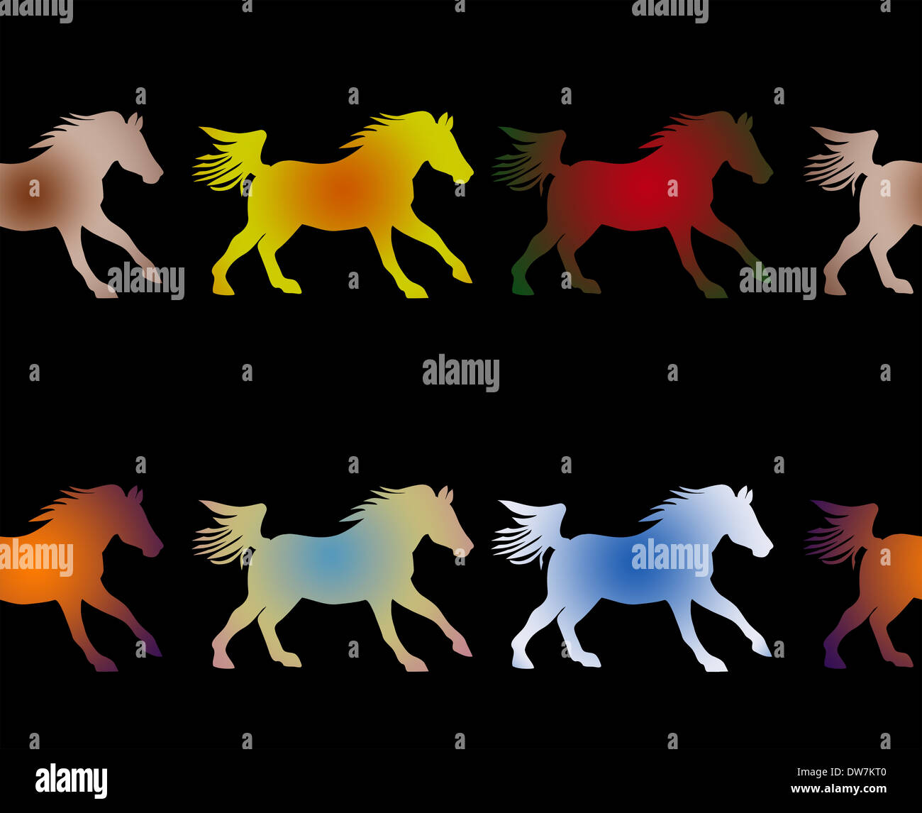 Equestrian themed background image of colorful galloping horses on ...