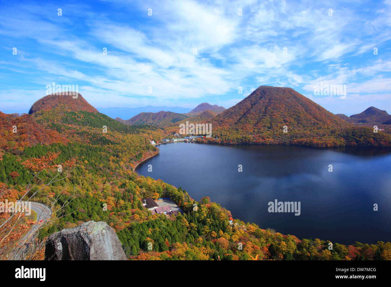Autumn colours of Mt. Haruna and lake, Gunma, Japan Stock Photo - Alamy