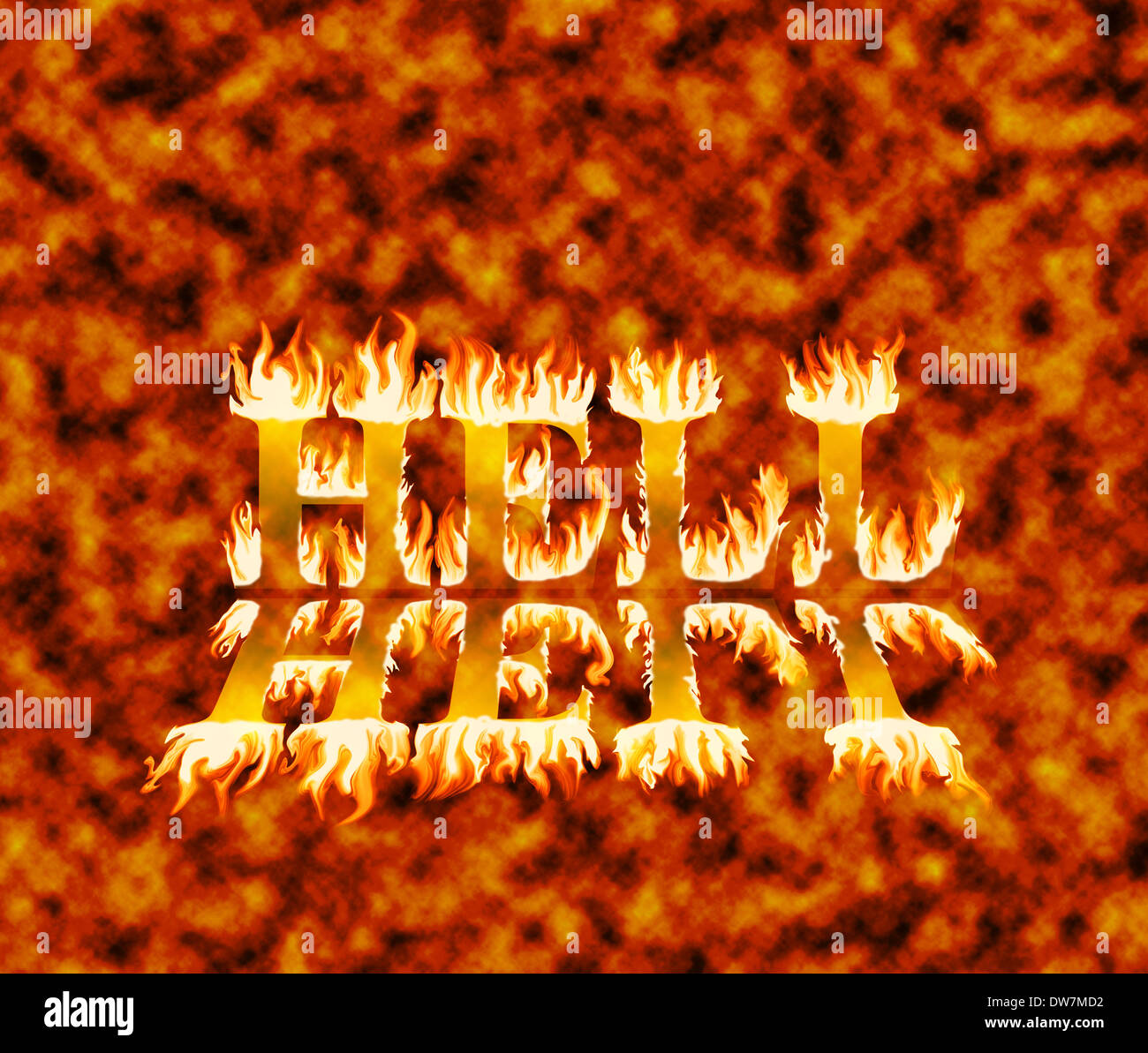Fire hell hot devil text hi-res stock photography and images - Alamy