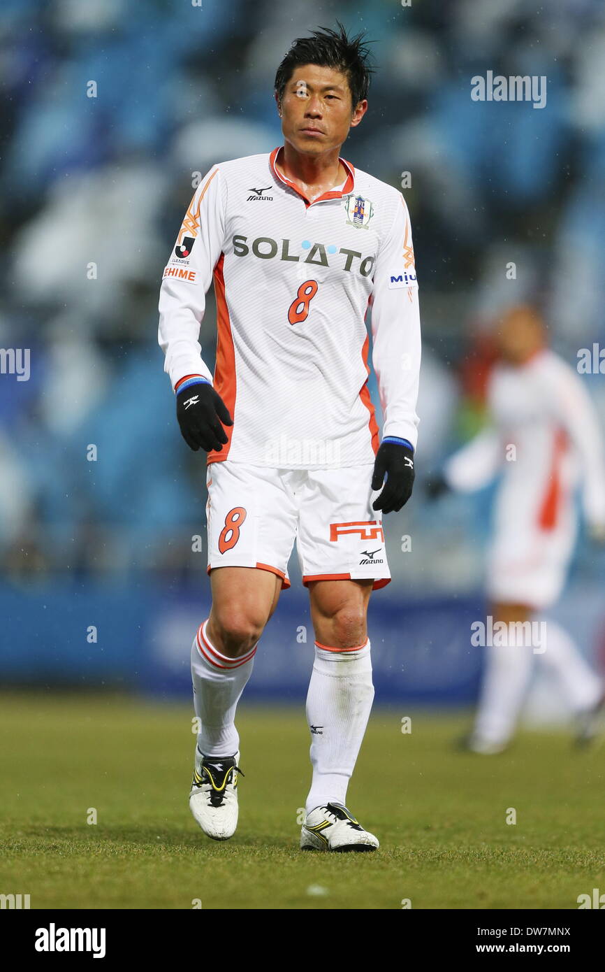 NHK Spring Mitsuzawa Football Stadium, Kanagawa, Japan. 2nd Mar, 2014. Keiji Yoshimura (Ehime ...