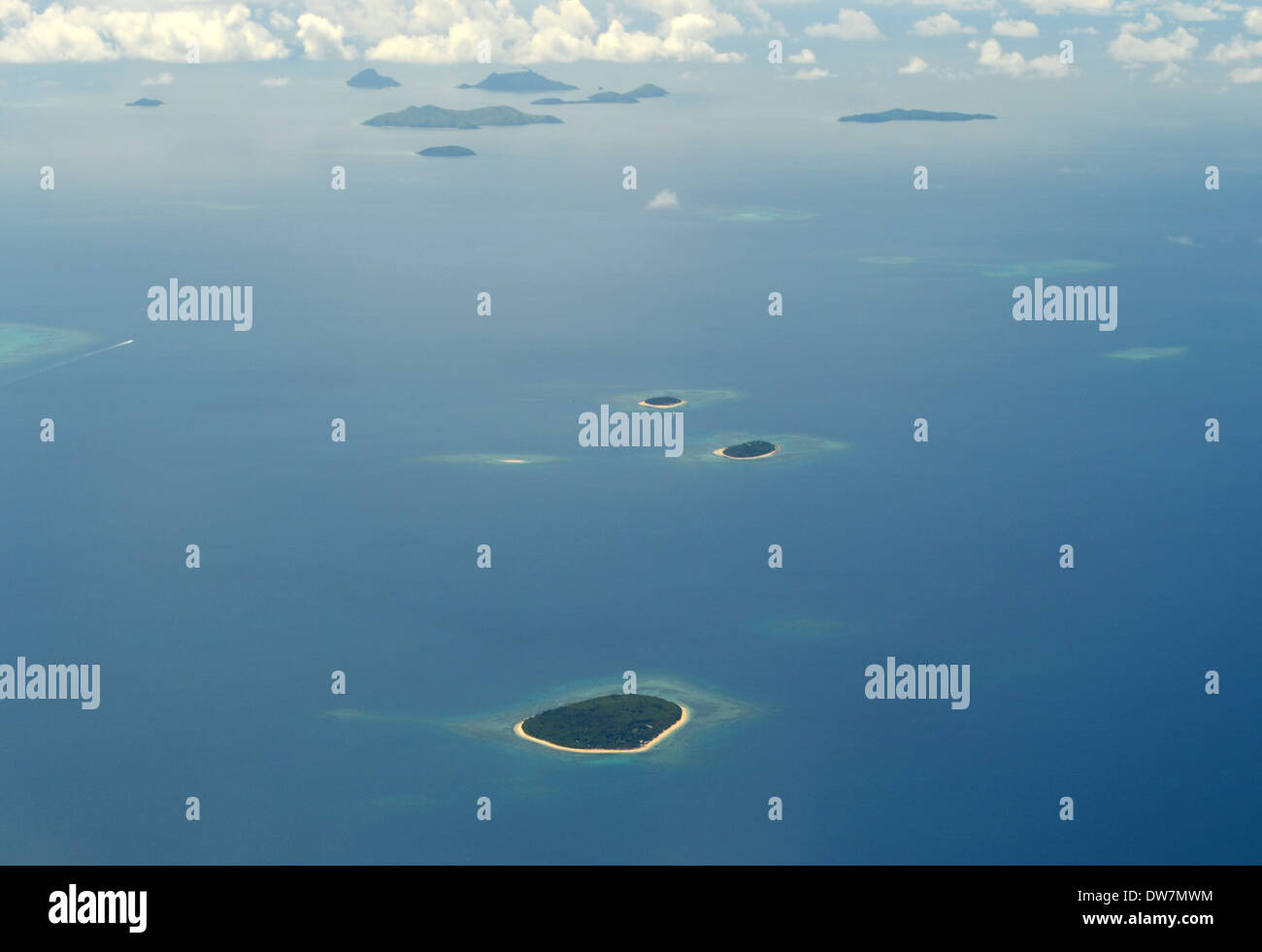 Aerial view of the Mamanucas Islands, Fiji, South Pacific Stock Photo ...