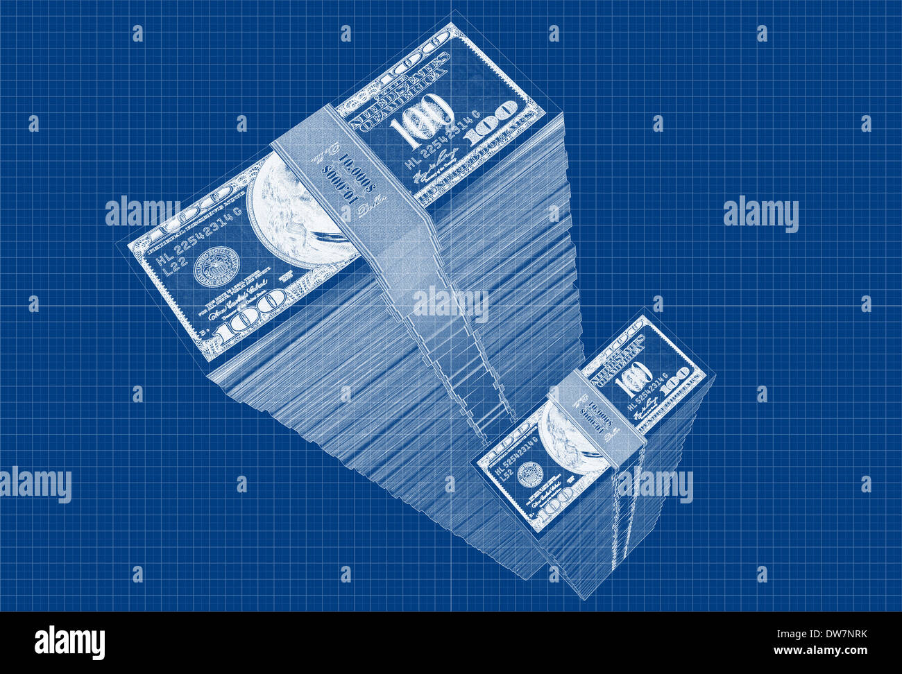 Dollars - Blueprint sketch Stock Photo - Alamy