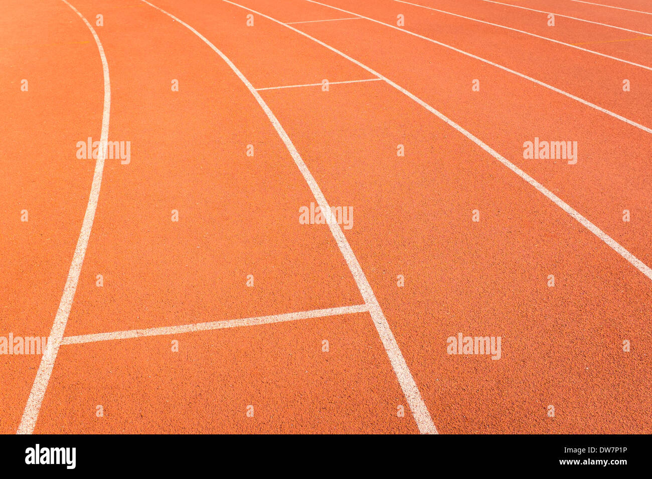 red color and texture of athletics track lanes with white line Stock ...