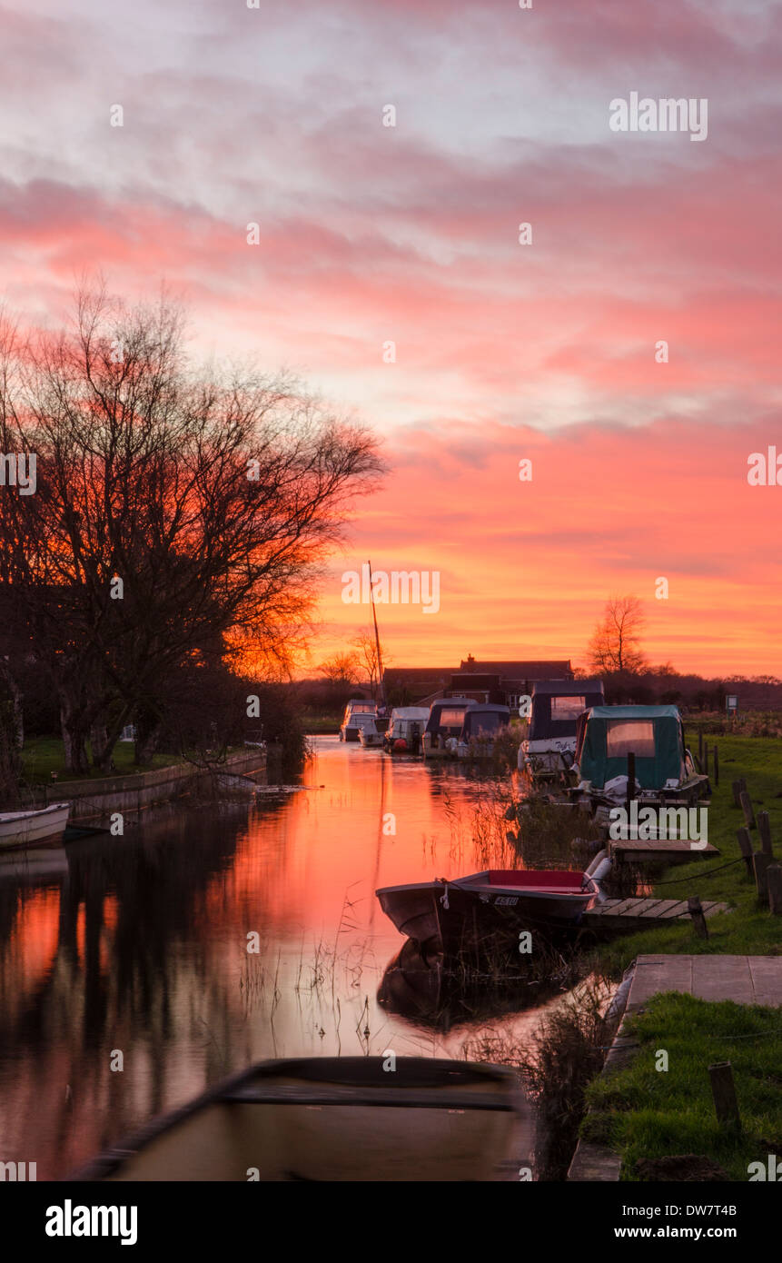 The canal at West Somerton leading toward Martham Broad. The Norfolk ...