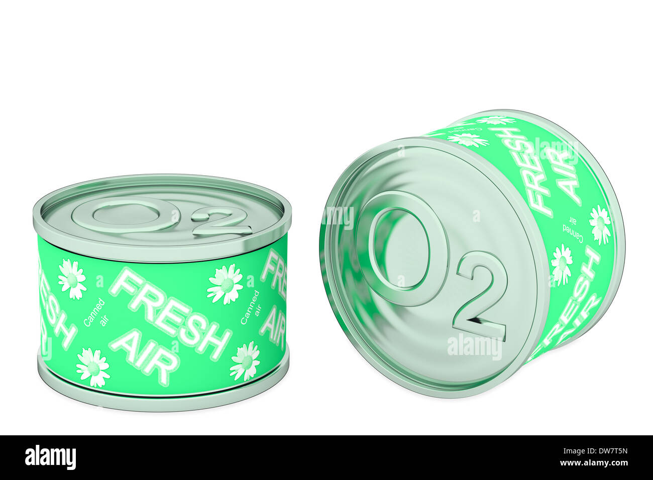 Canned oxygen, two green tins, rendered models Stock Photo - Alamy