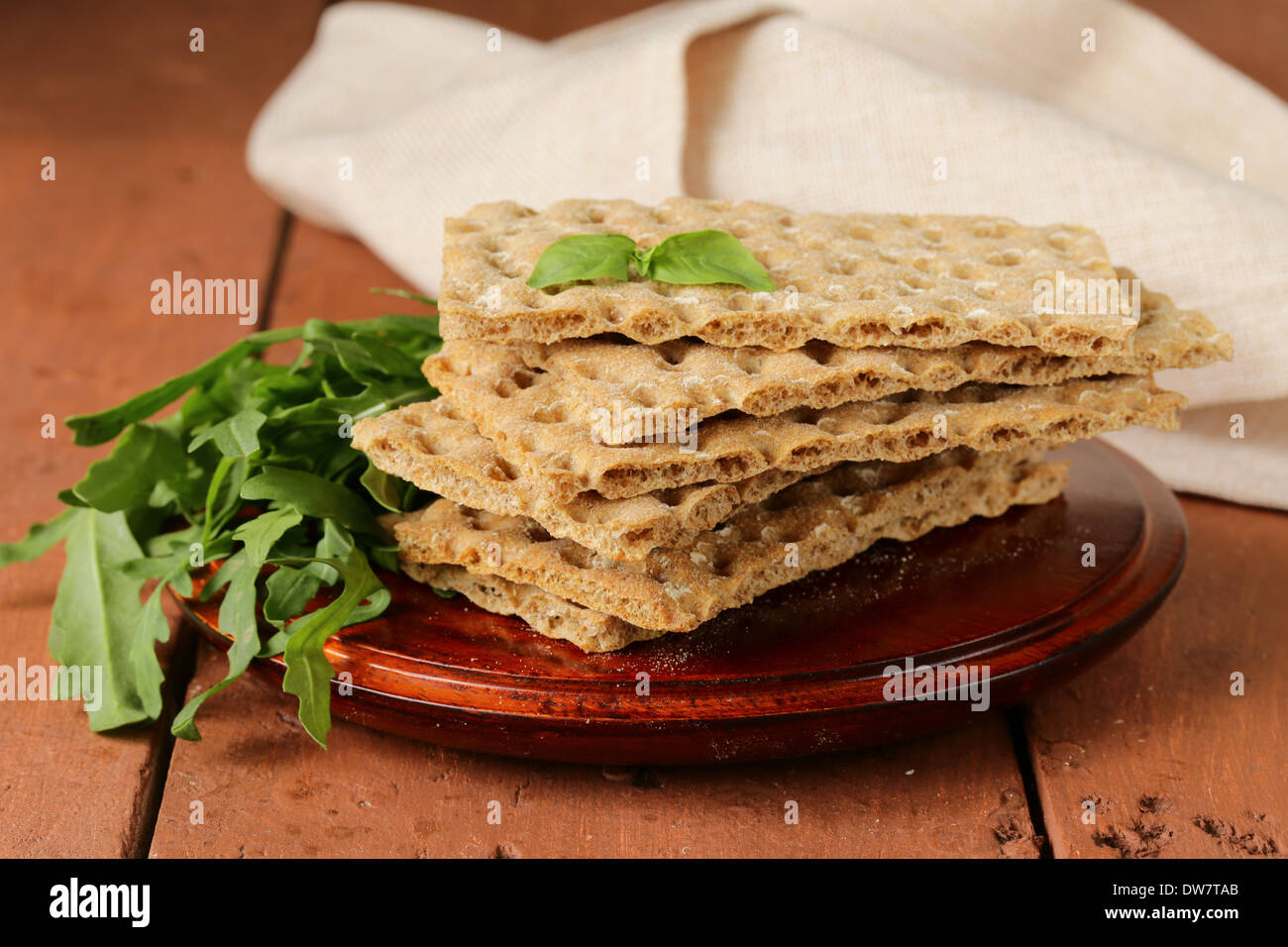 stack of dietary whole wheat crisp bread - healthy eating Stock Photo ...