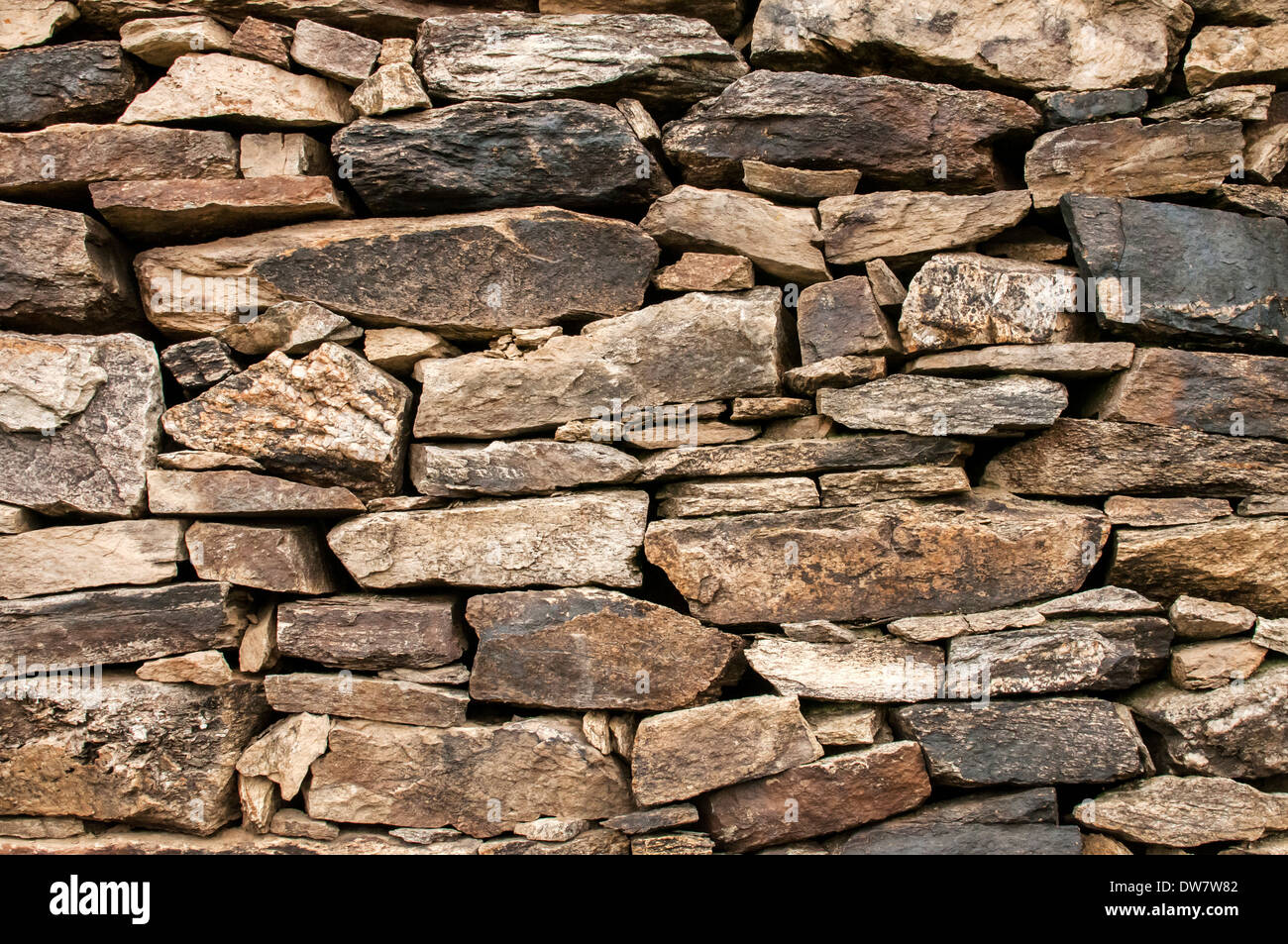 Dry masonry stone wall Stock Photo - Alamy