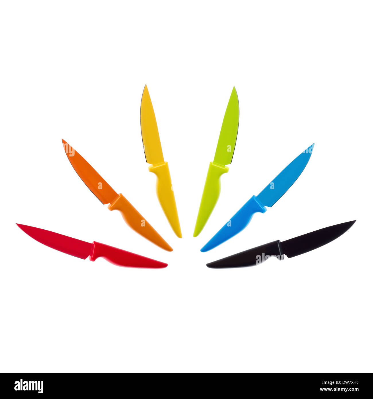 Set of colorful kitchen knives Stock Photo - Alamy