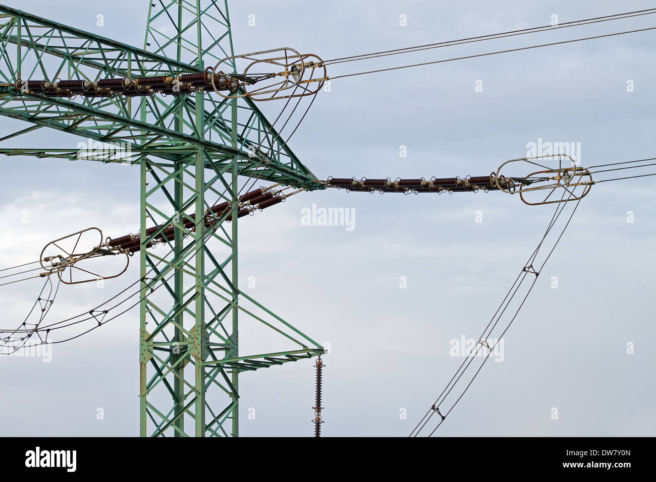 High voltage electric pylon over sky Stock Photo - Alamy