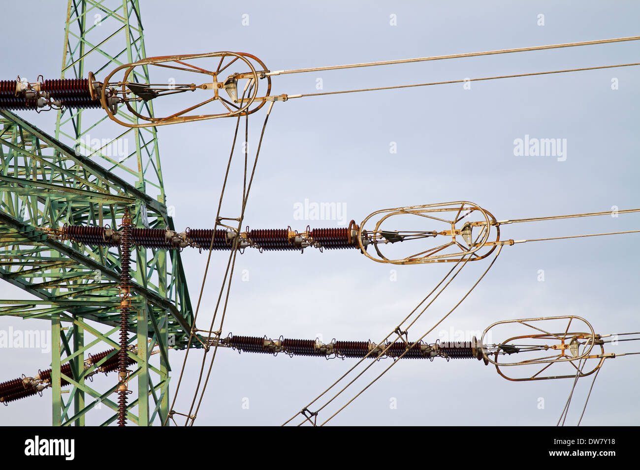 High voltage electric pylon over sky Stock Photo - Alamy