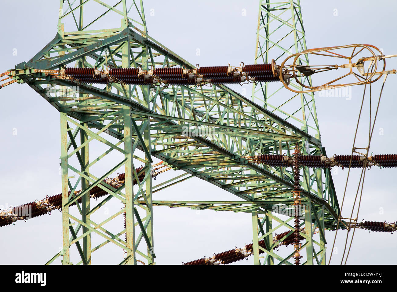 High voltage electric pylon over sky Stock Photo - Alamy