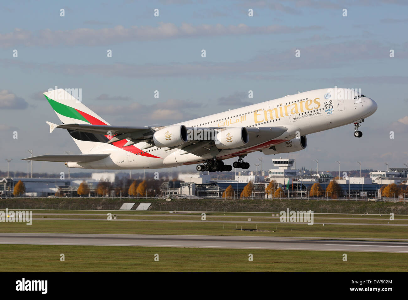 Emirates Airbus A380 Superjumbo with the registration A6-EEE Stock ...
