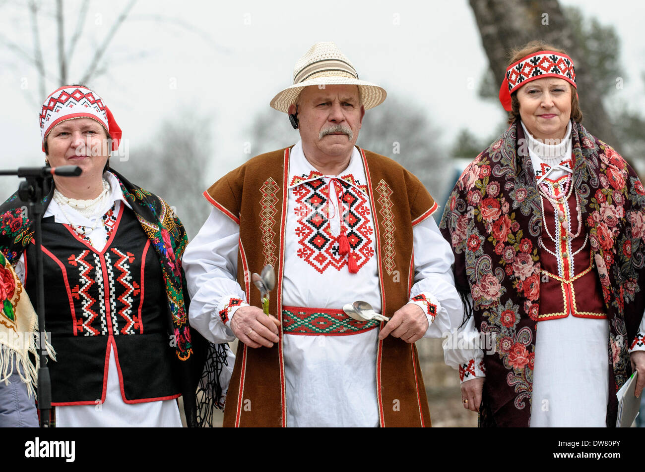 Narva-Joesuu, Estonia. 2nd March, 2014. People with traditional ...