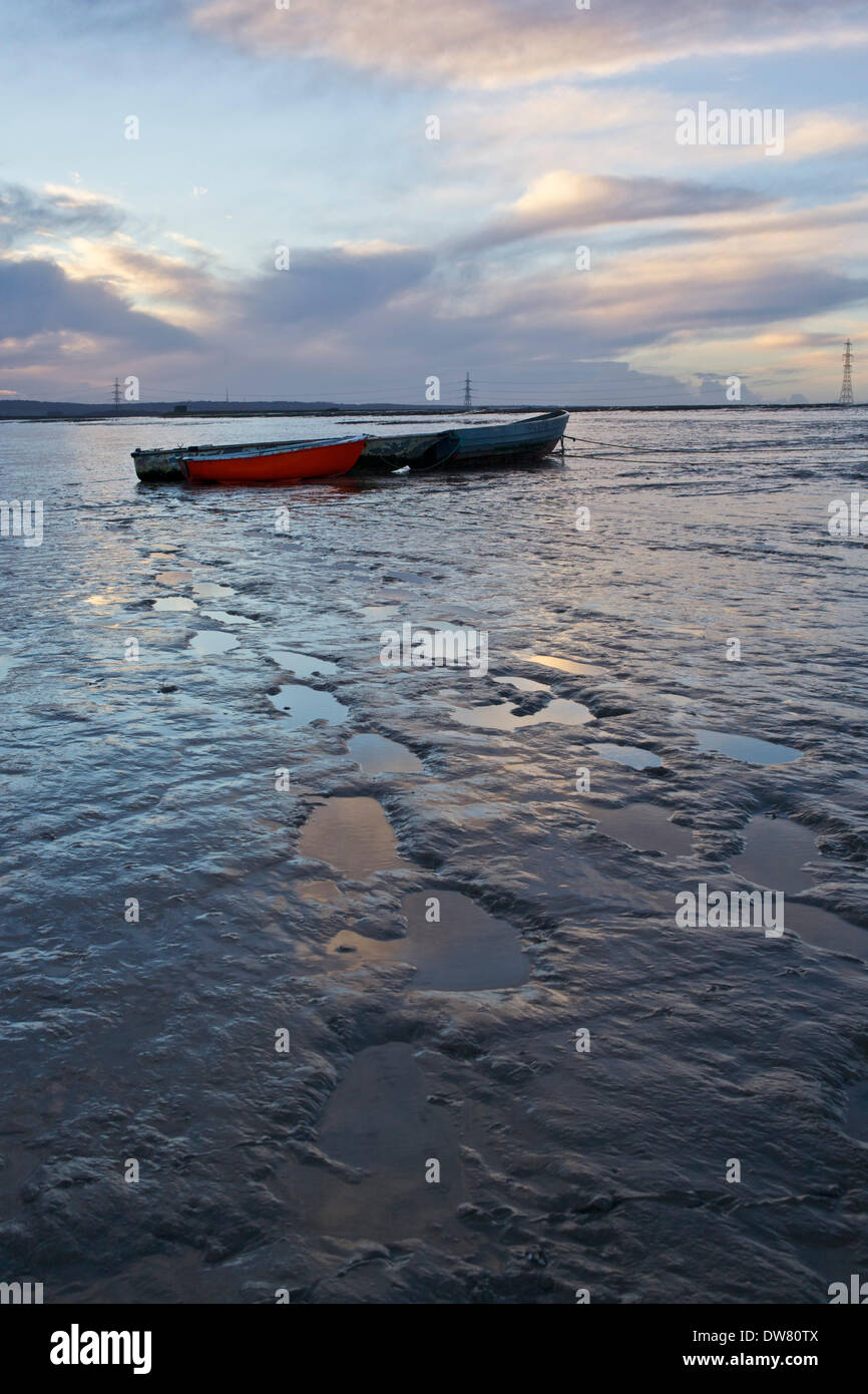 Early morning at the Swale estuary near the Harty ferry crossing Kent ...