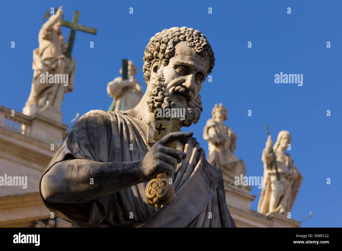 The statue of St. Peter holding the keys of heaven in St. Peter's ...