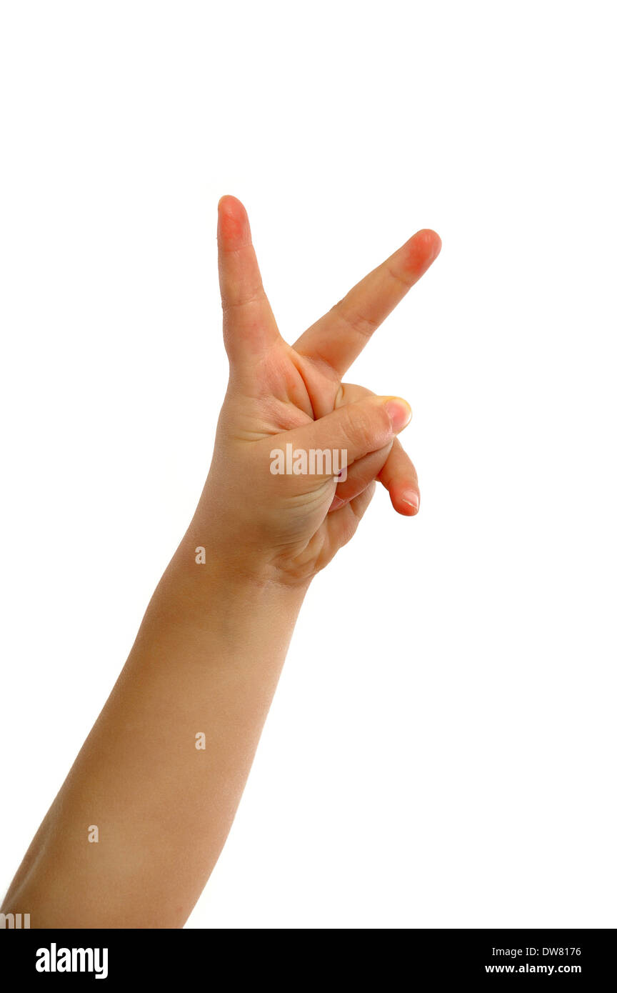 Two Fingers V Sign High Resolution Stock Photography and Images - Alamy