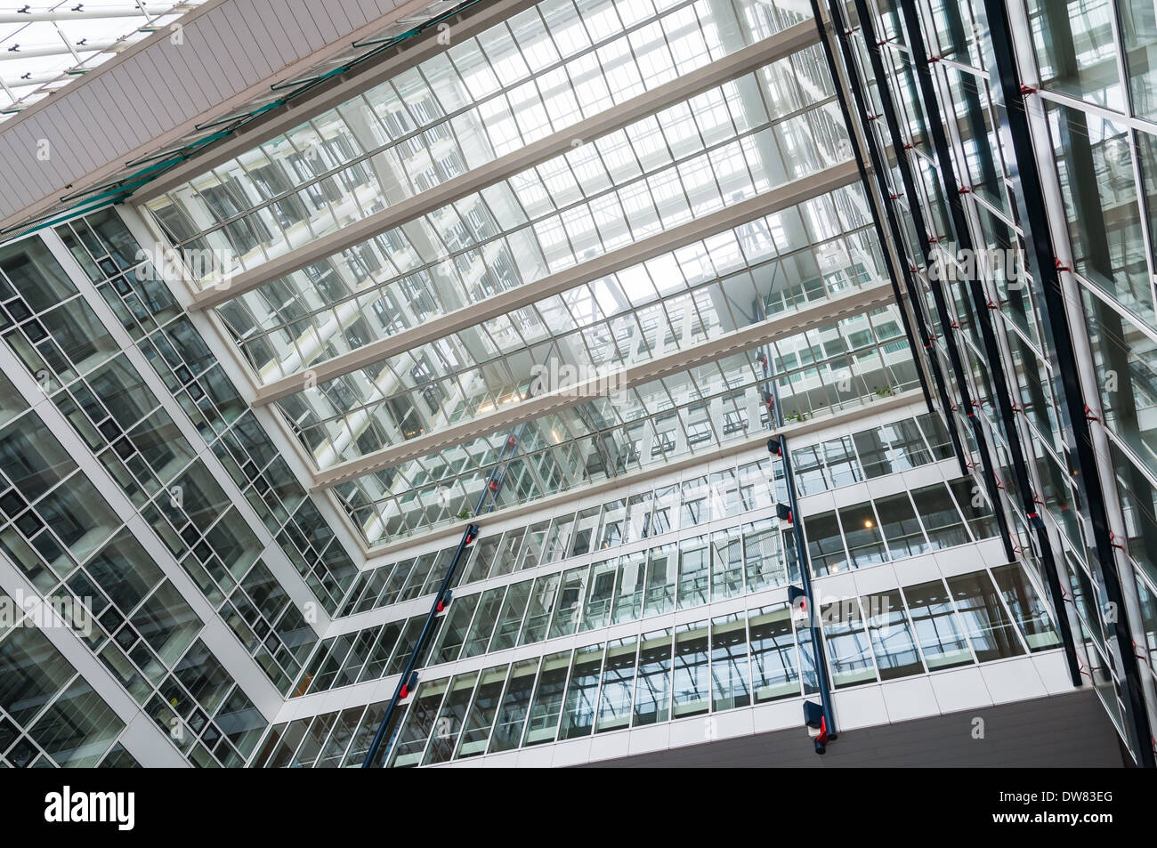 Glass construction of skyscraper view from inside Stock Photo - Alamy