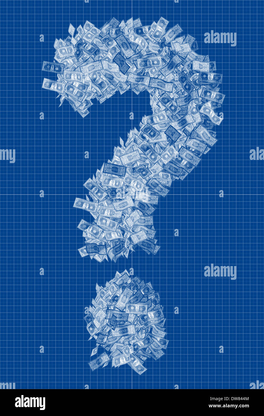 Question mark - blueprint Stock Photo - Alamy