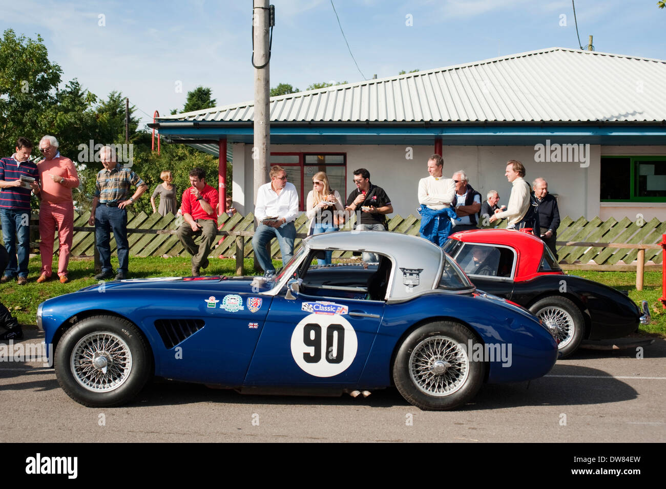 Austin Healeys in the assembly area before the Big Healey race at ...