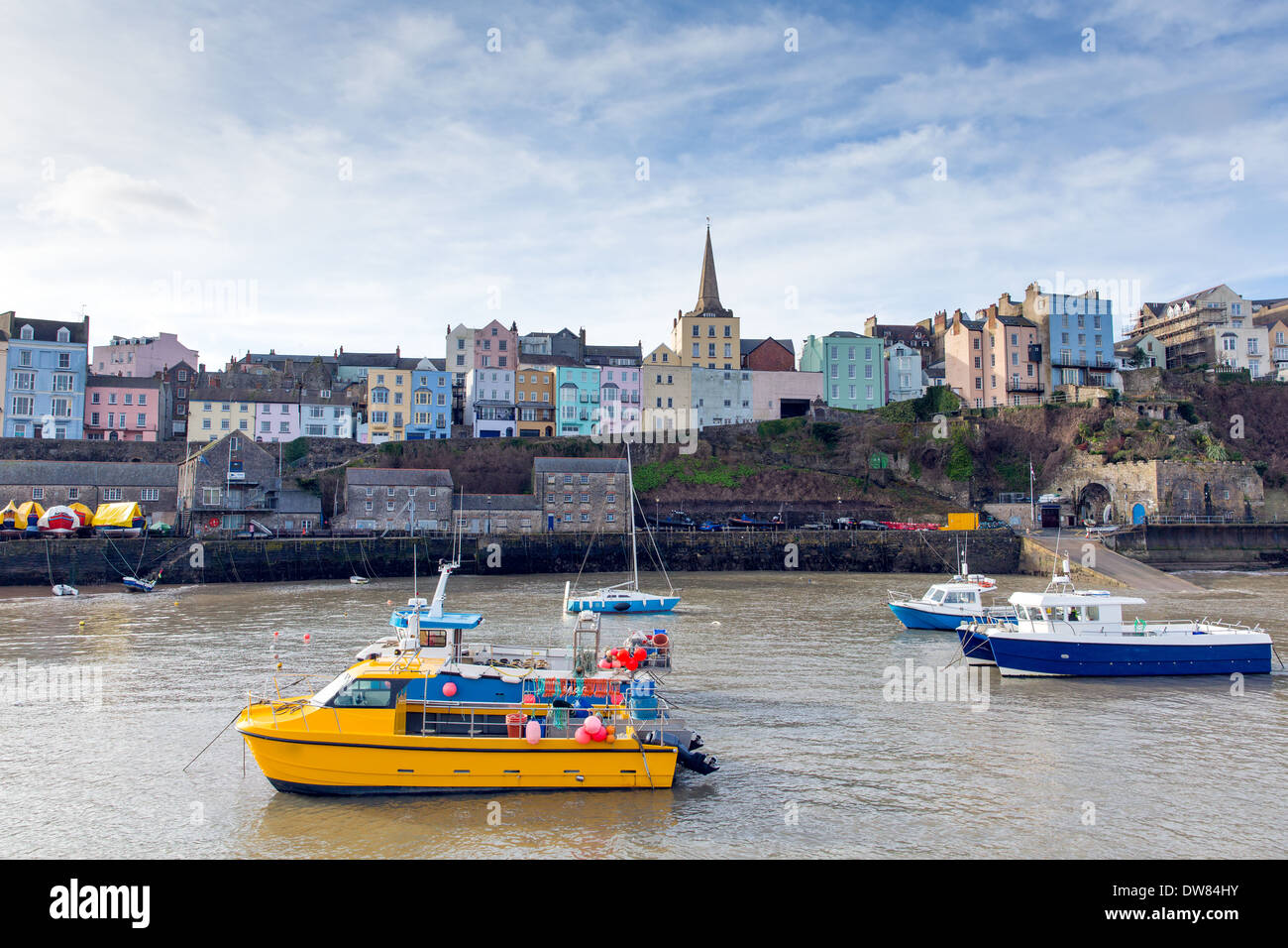 Boats in Tenby harbour Pembrokeshire Wales Stock Photo - Alamy