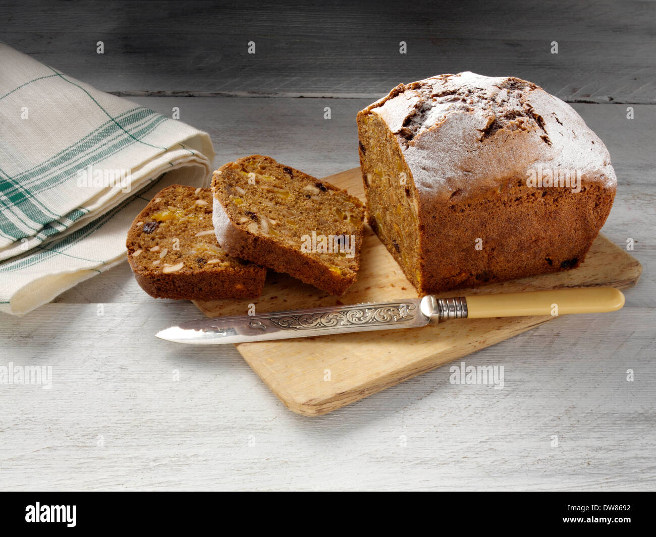 Cashew raisin mango bread American sweet loaf Stock Photo - Alamy