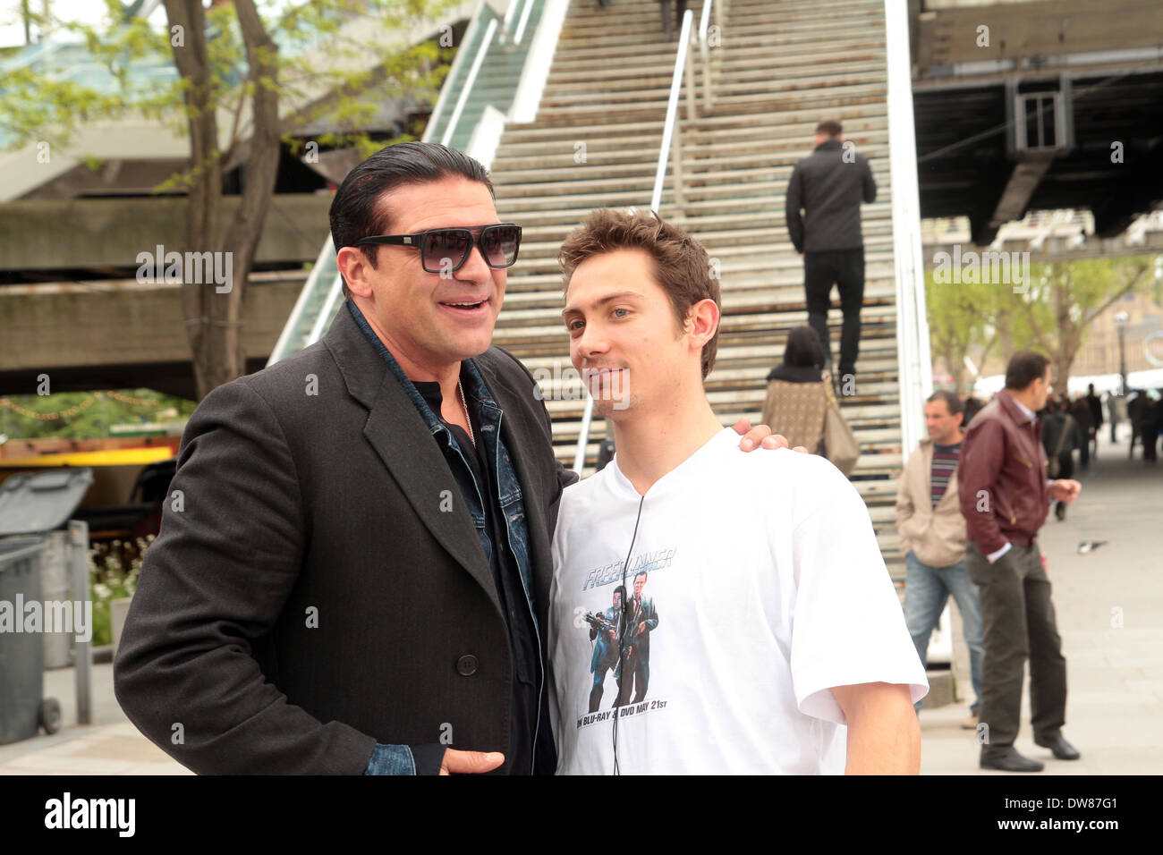 Freerunner actor Tamer Hussan with stuntman Chase Armitage Stock Photo ...