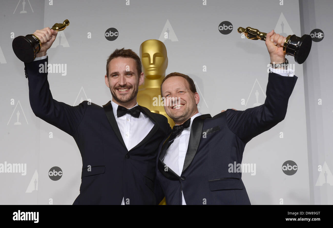 Los Angeles, USA. 2nd Mar, 2014. Anders Walter (L) and Kim Magnusson ...