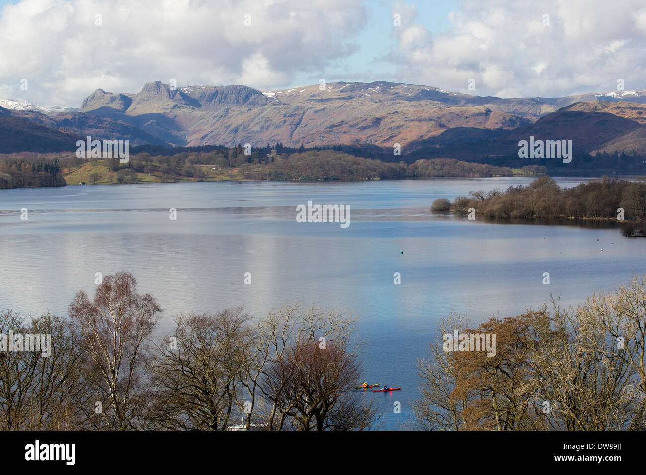 View from Queen Adelaide Hill, near Windermere, UK. 3rd March, 2014. Looking North up Lake from ...