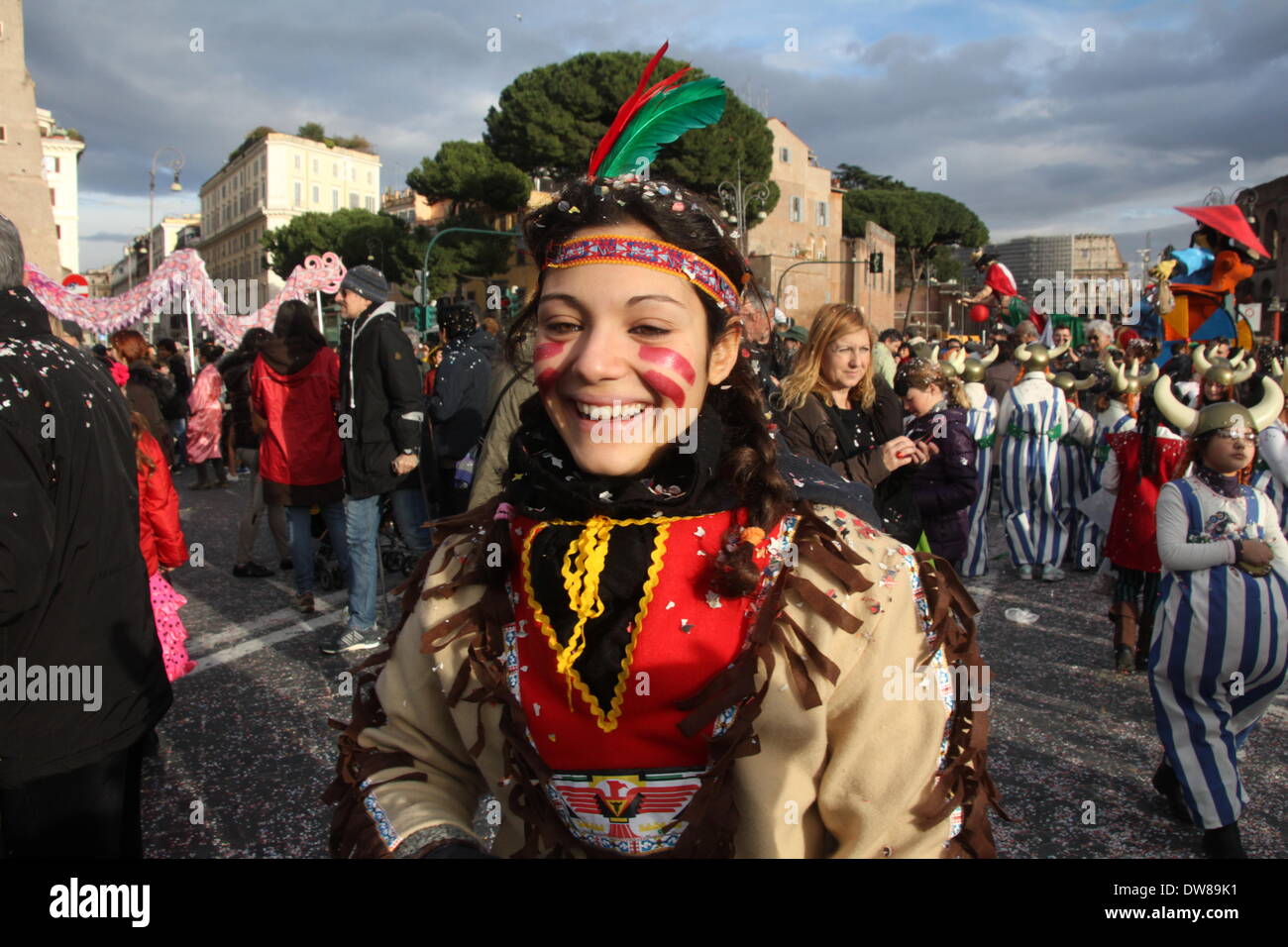 Rome, Italy. 2nd March 2014. Carnival on Via dei Fori Imperiali street ...