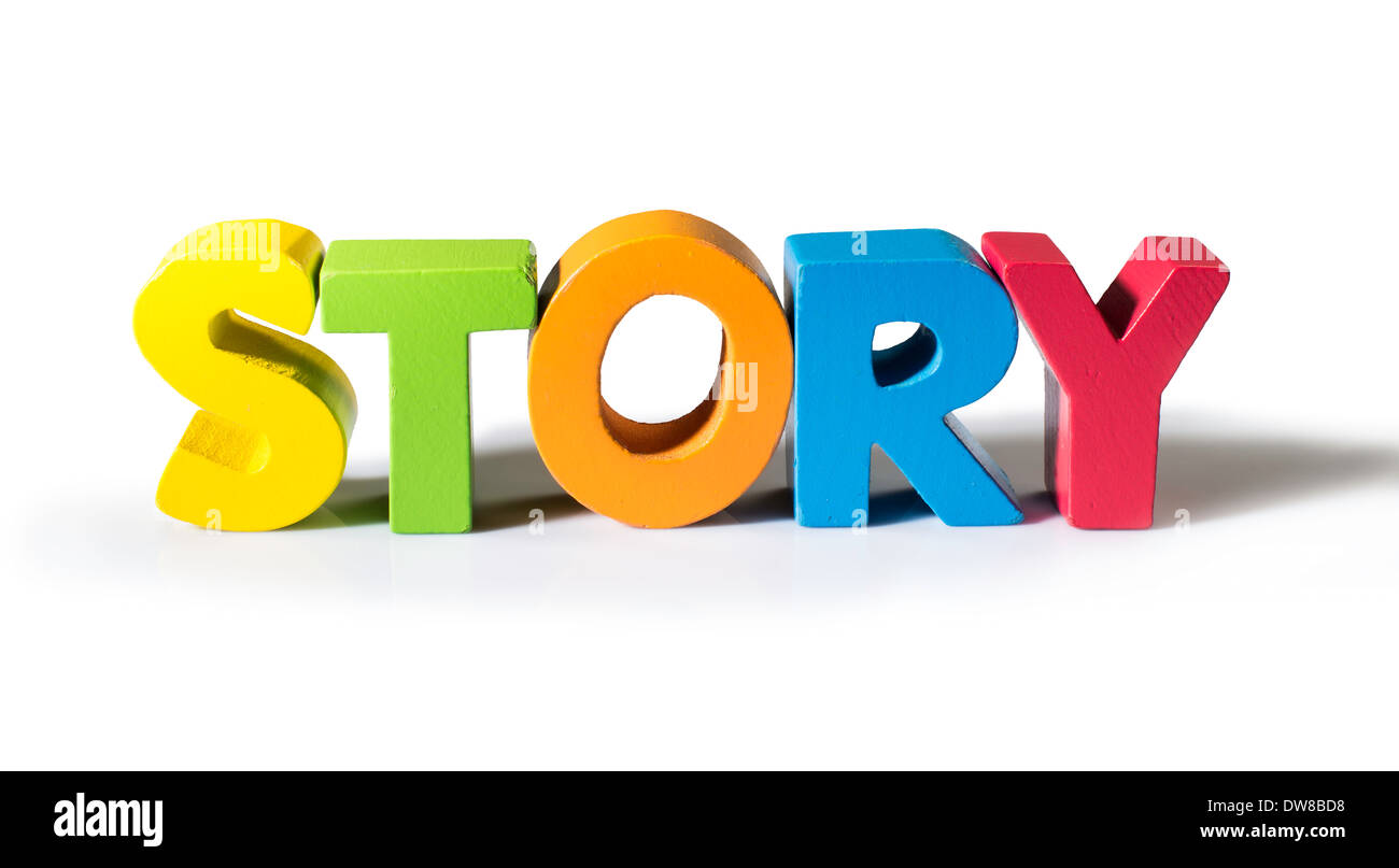 Multicolored word story made of wood. White background Stock Photo - Alamy