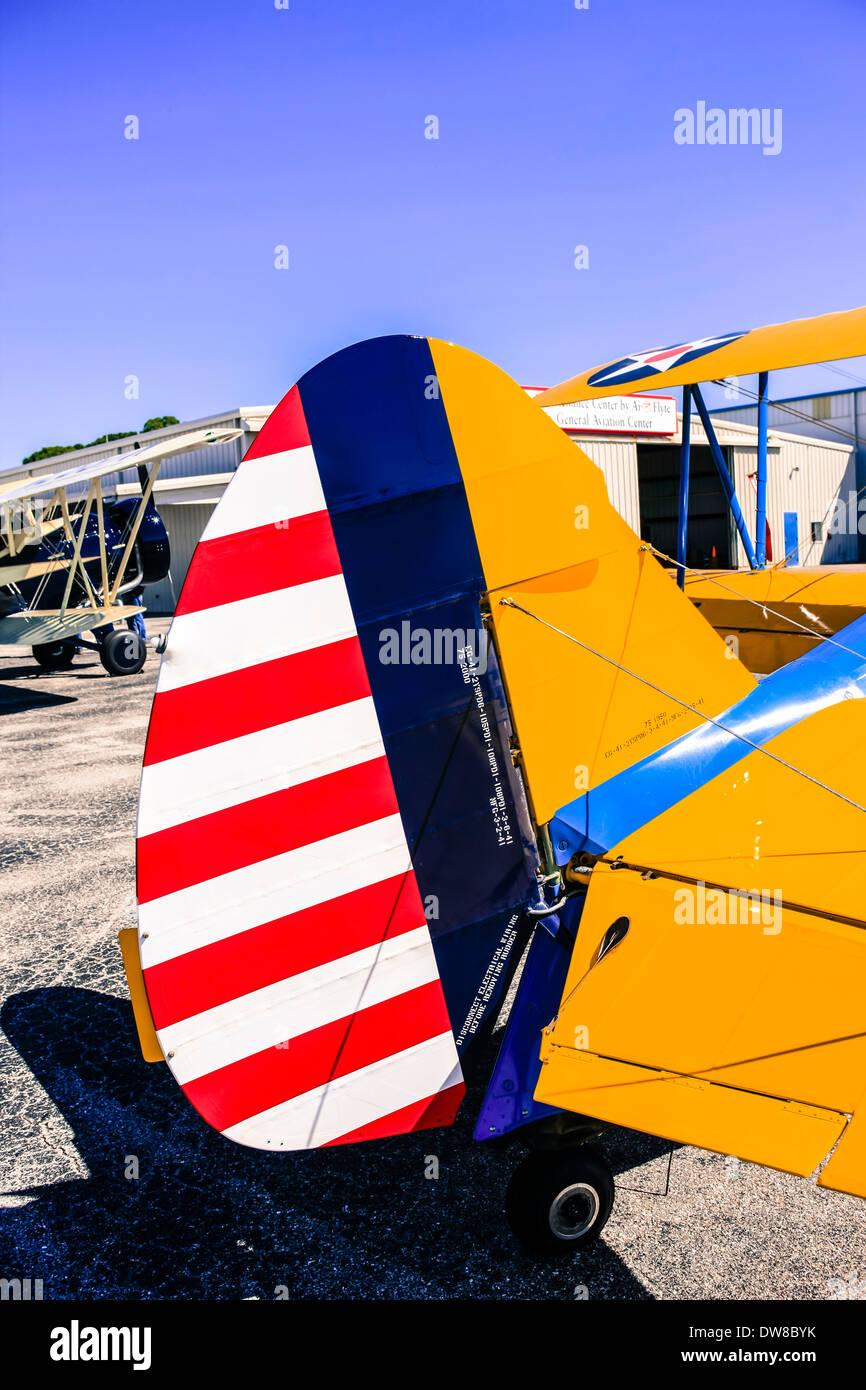 A Boeing Stearman Model 75 pre ww2 rudder and tail unit Stock Photo - Alamy