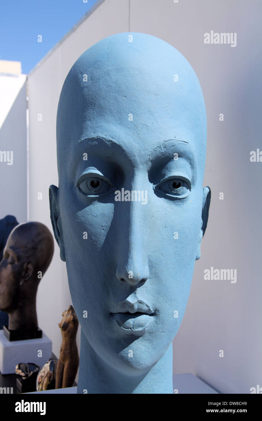 BUST SCULPTURE, BLUE HEAD Stock Photo - Alamy