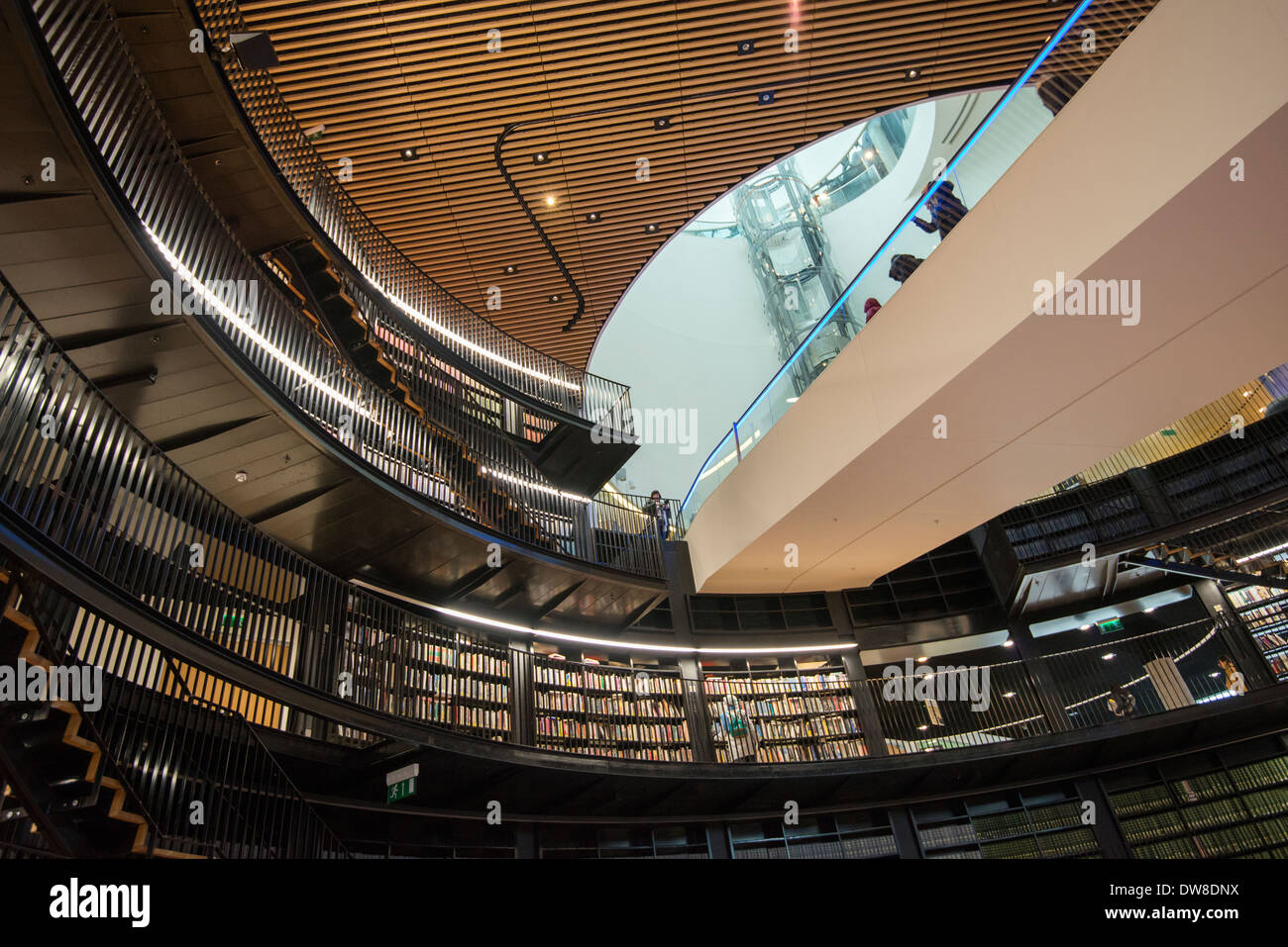 Interior of the new library building in Birmingham, West Midlands ...