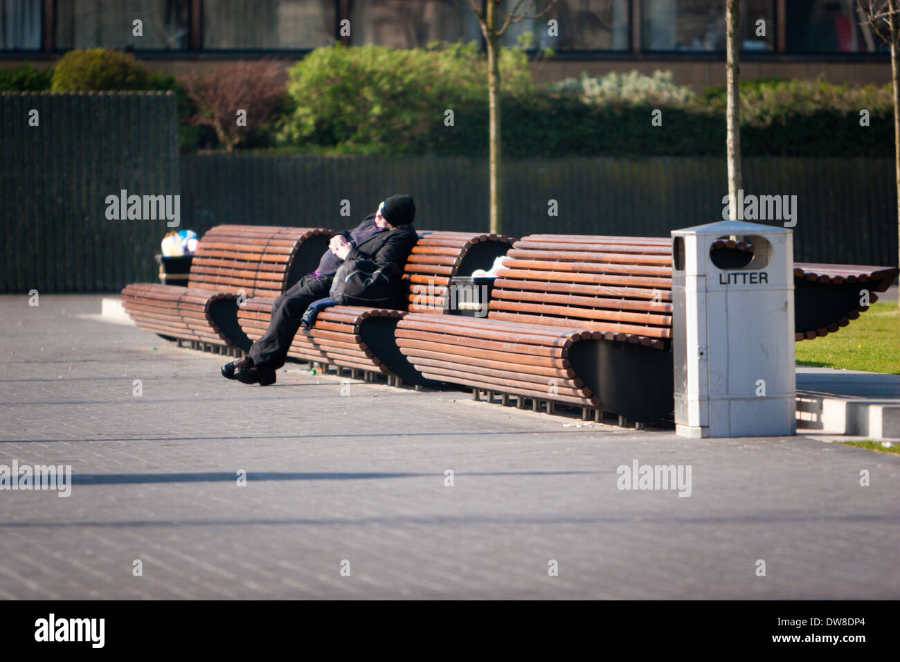 Victoria Square and a sleeping Vagrant, Middlesbrough, Teesside Stock ...