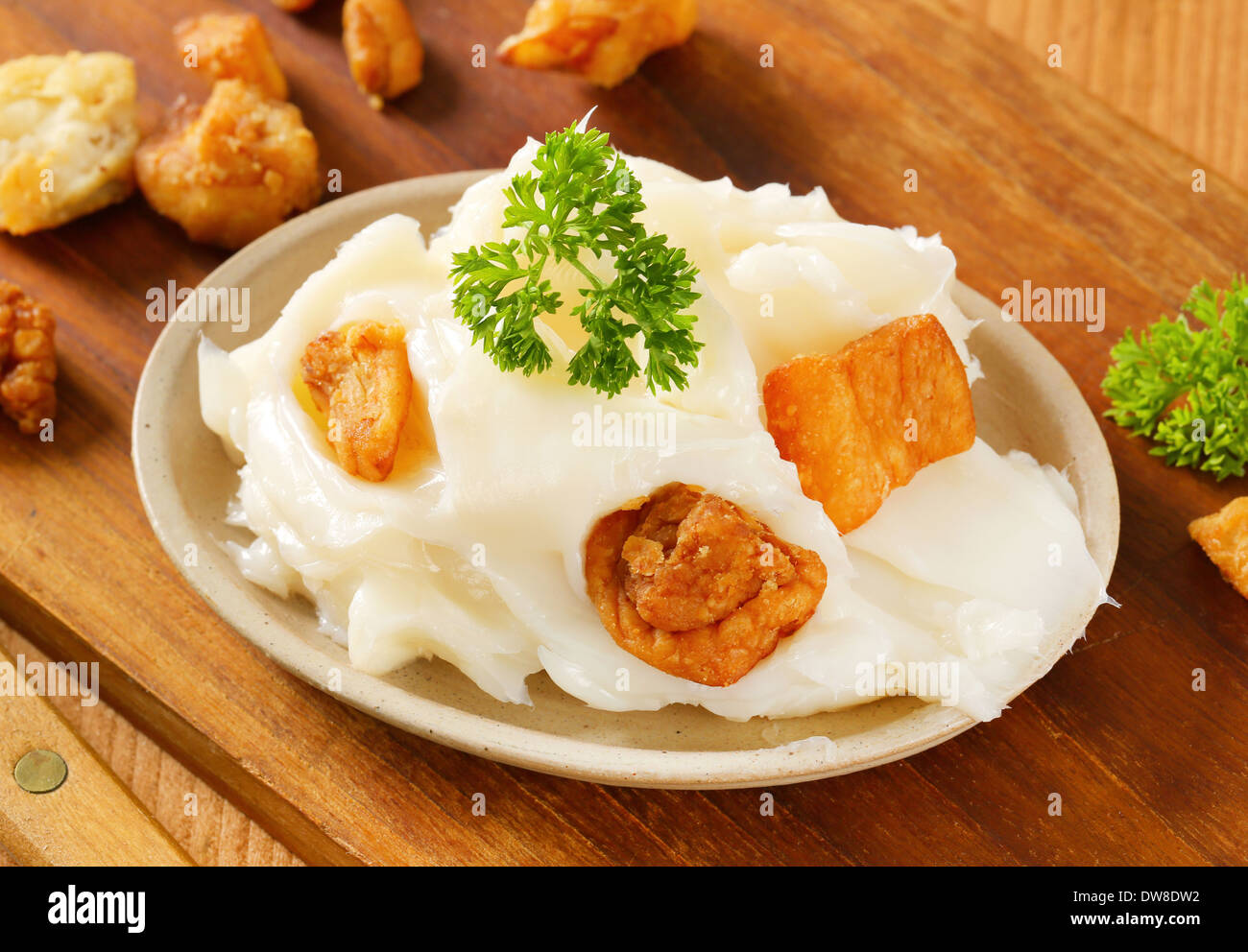 Pork fat spread with crispy greaves Stock Photo - Alamy