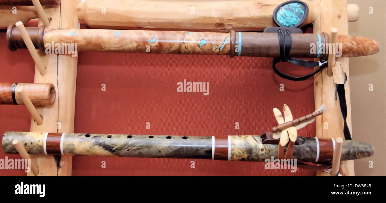 WOODEN INDIAN FLUTES Stock Photo - Alamy