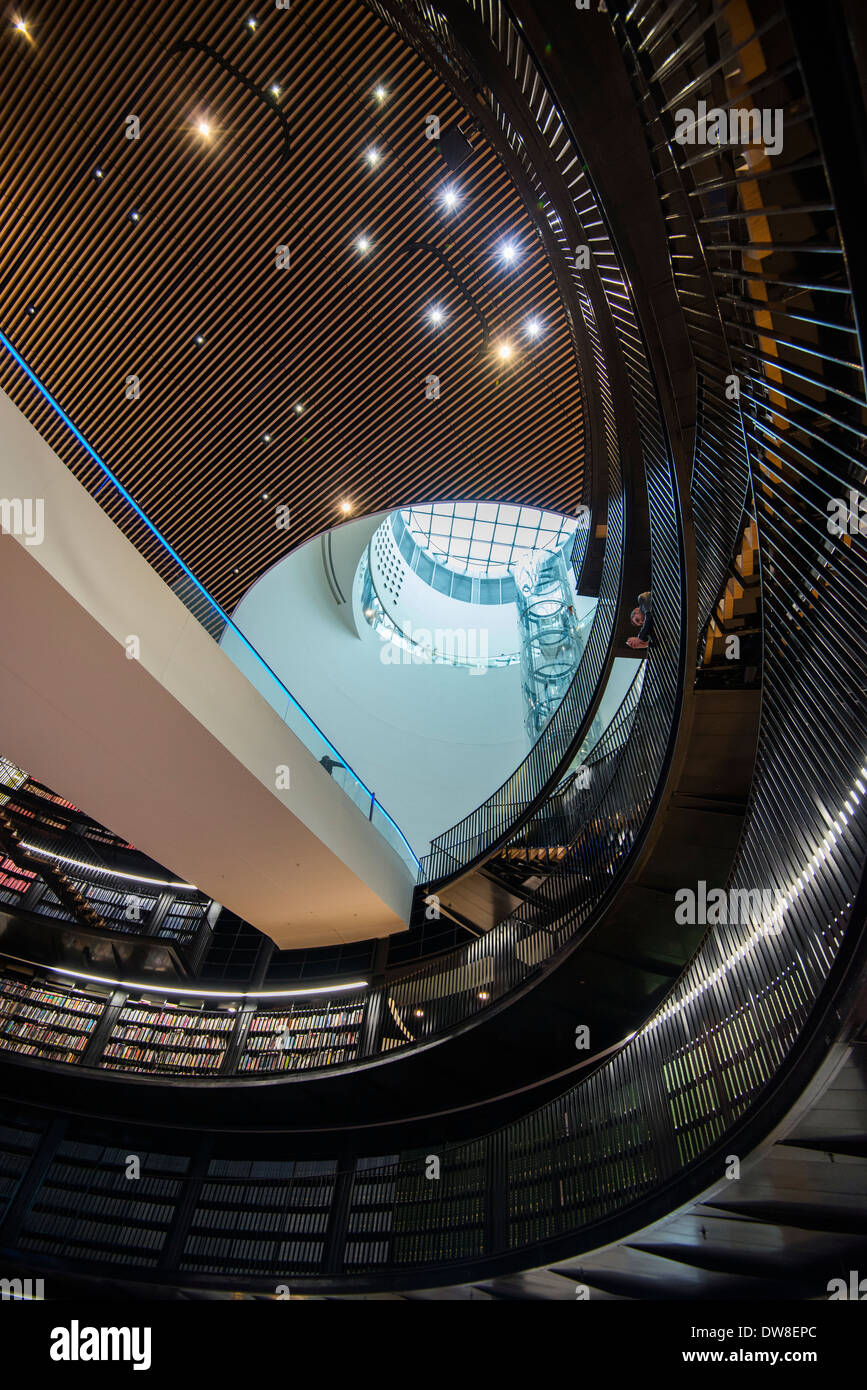 Interior of the new library building in Birmingham, West Midlands ...