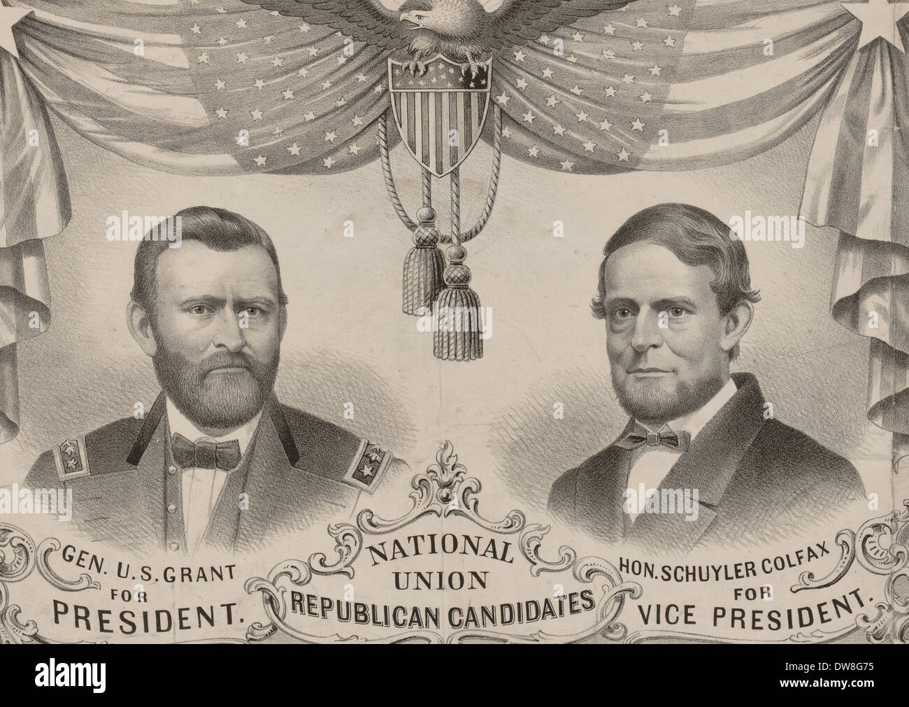Campaign banner for the 1868 Republican presidential and vice ...