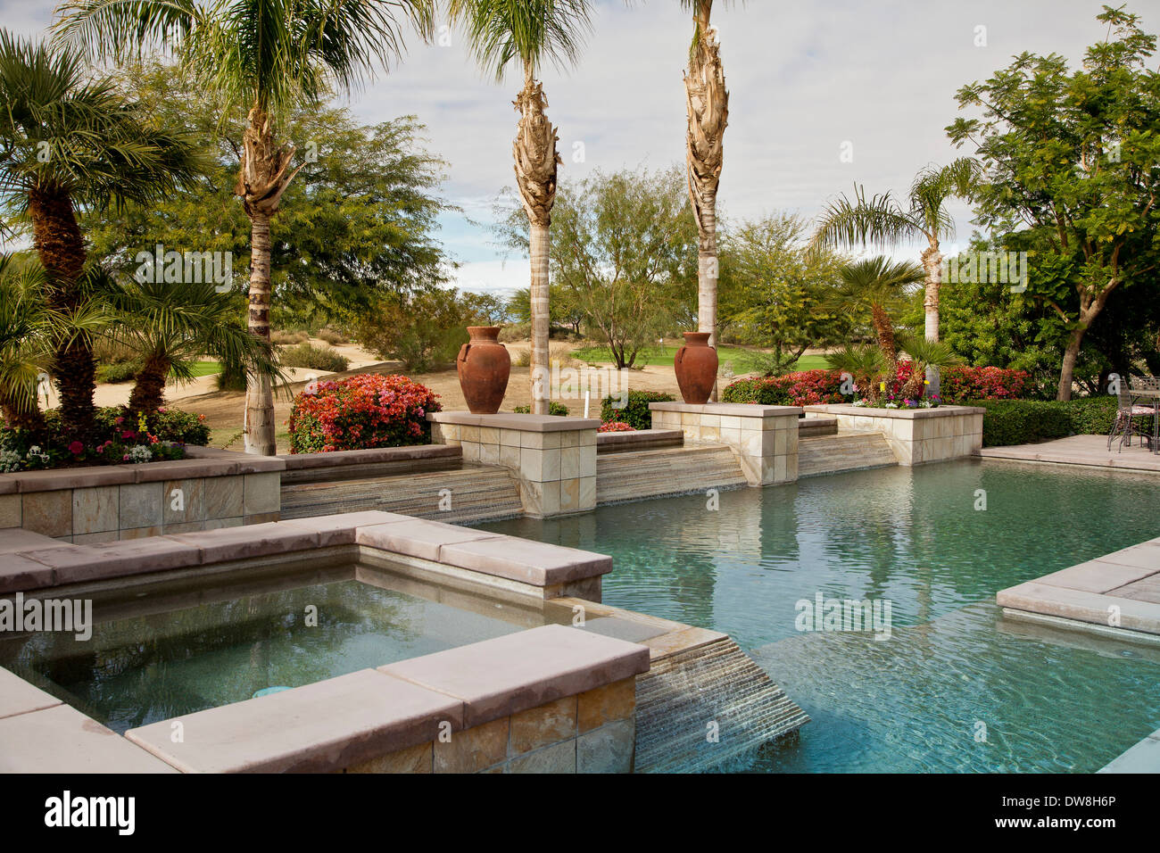Luxury garden,back yard,pool in Palm Springs area home Stock Photo - Alamy
