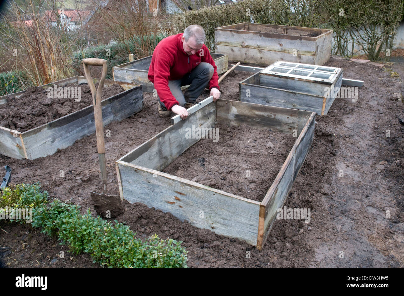 Building a hotbed Stock Photo - Alamy
