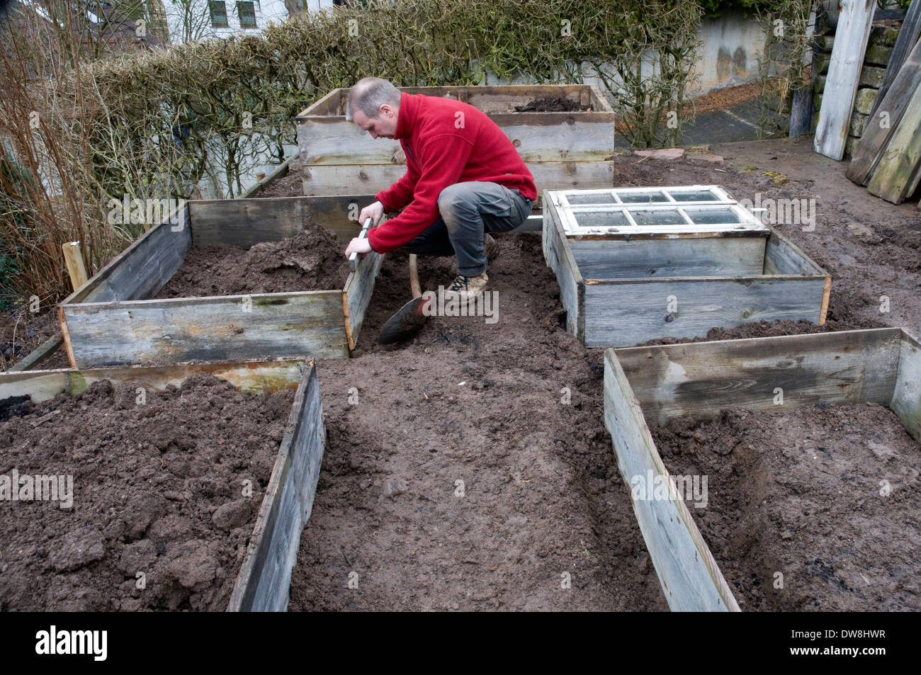 Building a hotbed Stock Photo - Alamy