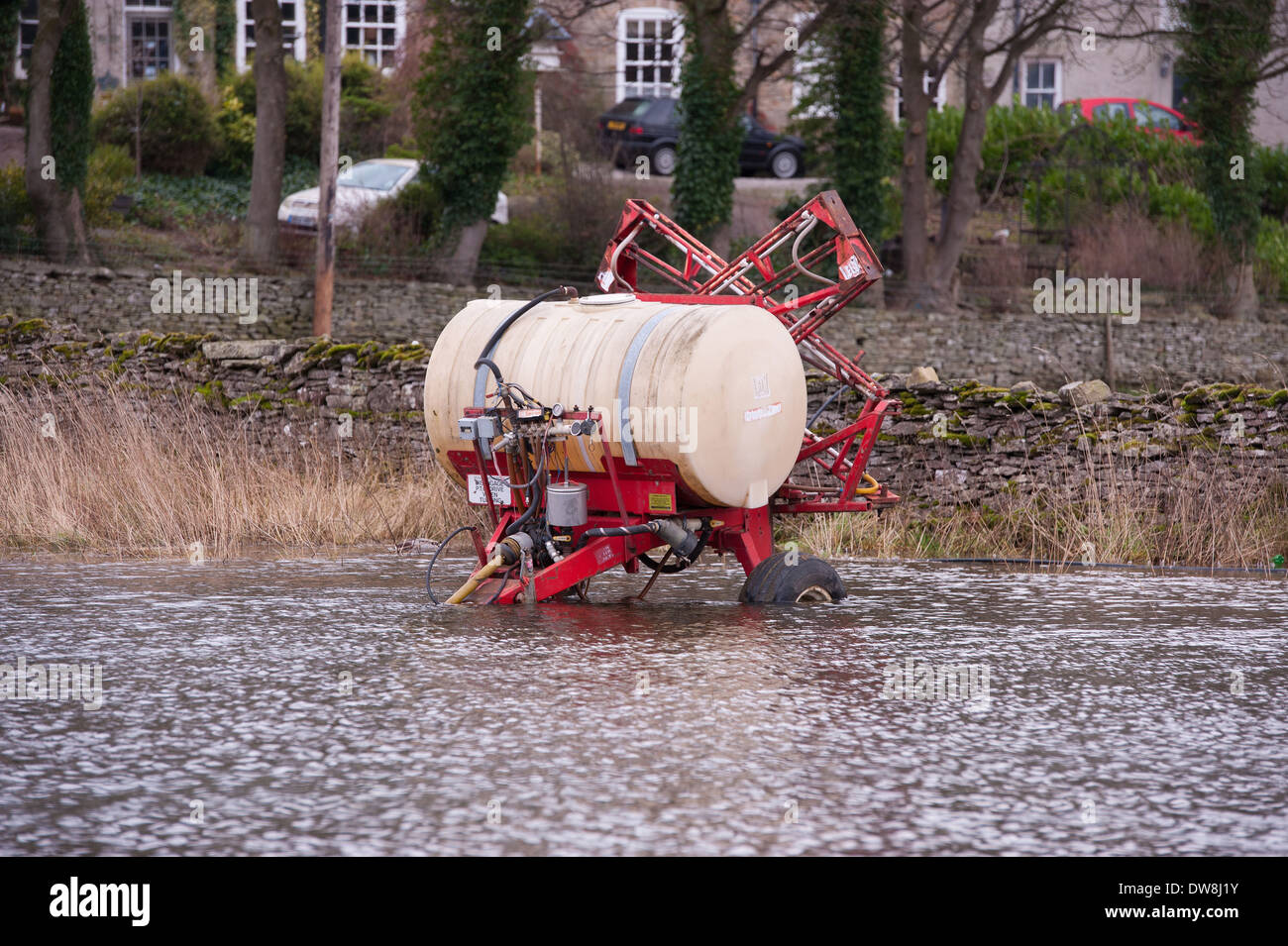 Lely crop sprayer in floodwater West Burton North Yorkshire England ...