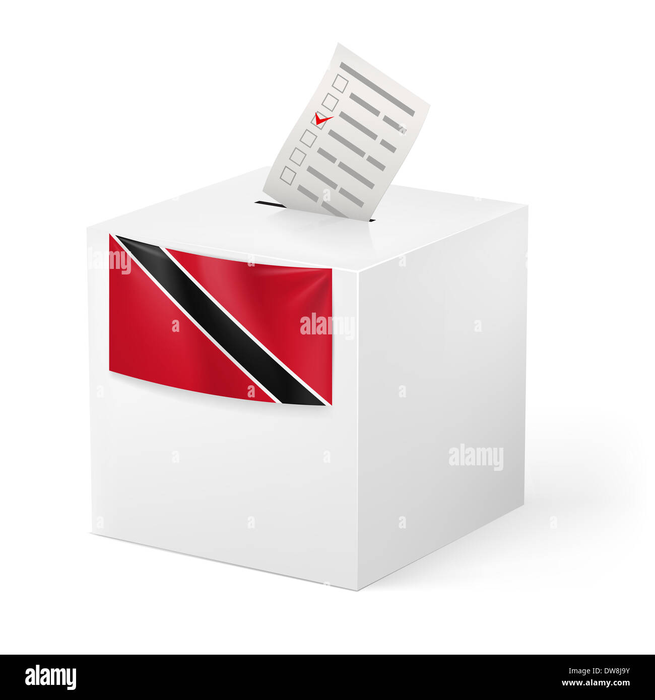 Election in Trinidad and Tobago: ballot box with voting paper isolated ...